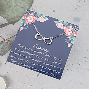 PLITI AA Sobriety Gift Addiction Recovery Gift 12 Step Gift Infinity Cross Necklace for Women Sober Birthday Gift Christian Religious Pendant (Sobriety nec)