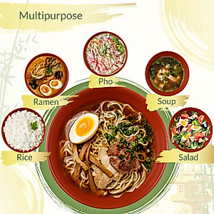 Ramen Bowl Set - 8 Piece Set with 37oz Melamine Bowls, Spoons, Chopsticks & Stand, Durable & Easy to Clean Ramen Bowl, Great for Ramen Noodles & Other Asian Food, Ideal Gift for Japanese Food Lovers