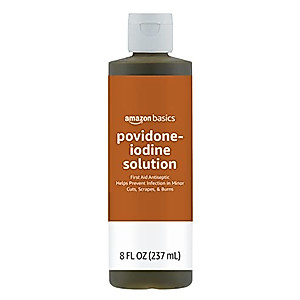 Amazon Basics 10% Povidone Iodine Solution First Aid Antiseptic, 8 Fluid Ounces, 1-Pack (Previously Solimo)