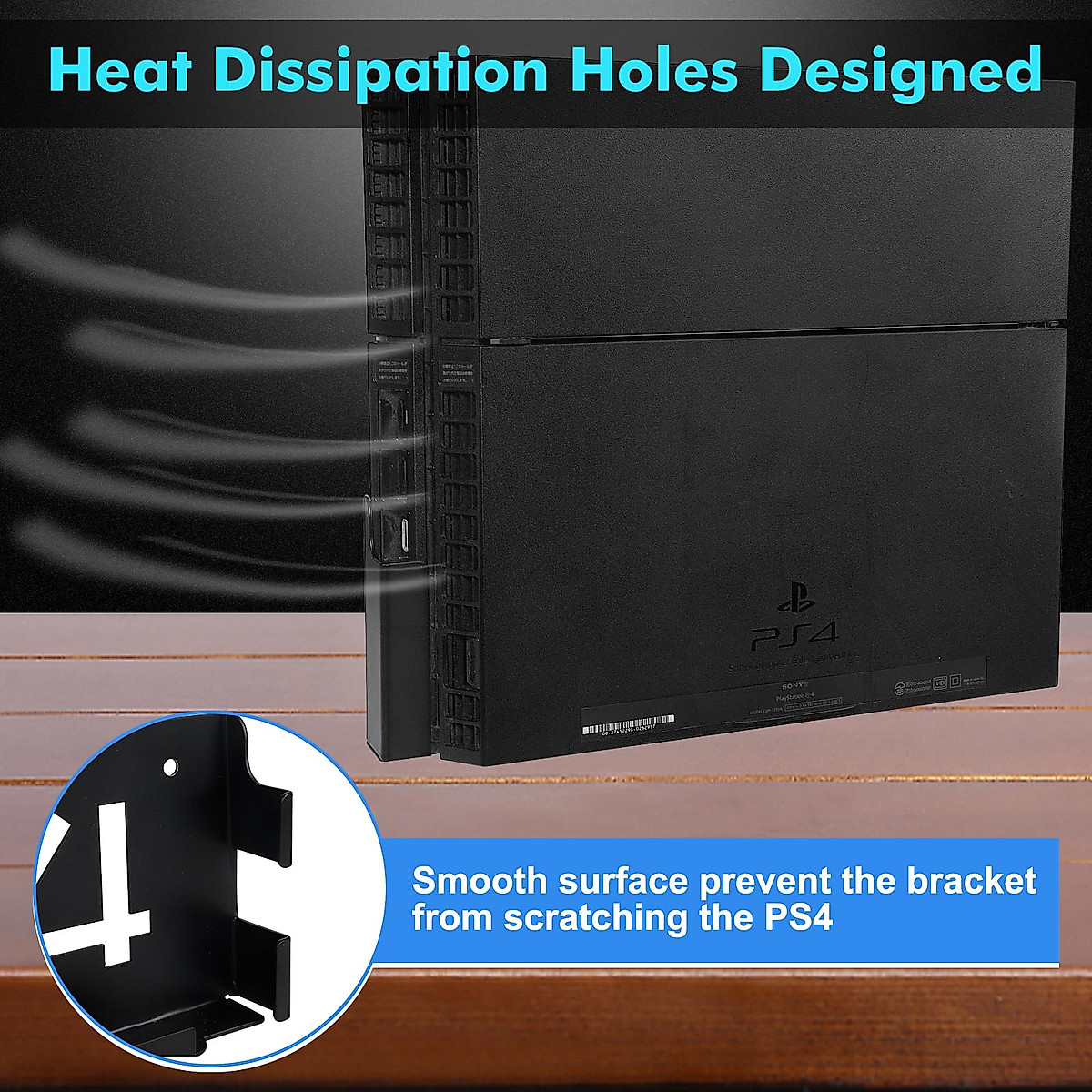 DUDUXI PS4 Original (Old Model) Wall Mount, Stealth Mount Bracket for Optimized Space, Cooling and Organization