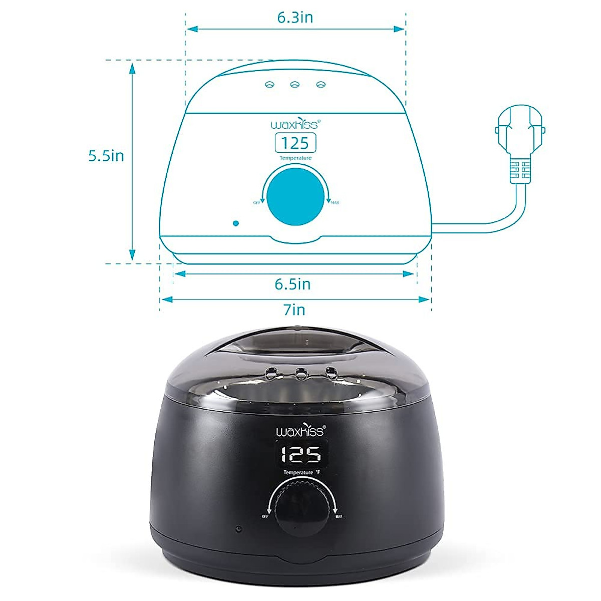 waxkiss Digital Hair Removal Warmer with See-Through Lid and 14oz Pot