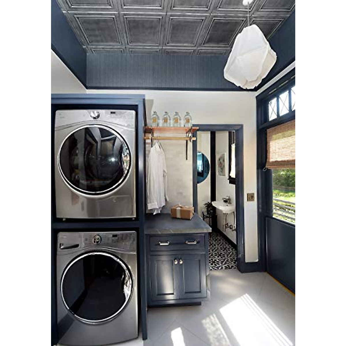 A La Maison Ceilings R24 Line Art Foam Glue-up Ceiling Tile (128 sq. ft./Case), Pack of 48, Plain White