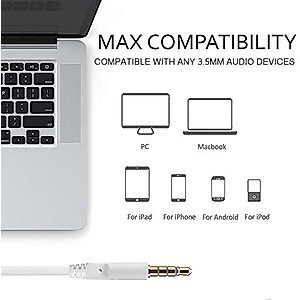 Headphones with Microphone Certified in-Ear Headphone 3.5mm Noise Isolating Earphones Headset for Laptop Tablet Android Smartphones (White) 1-Pack
