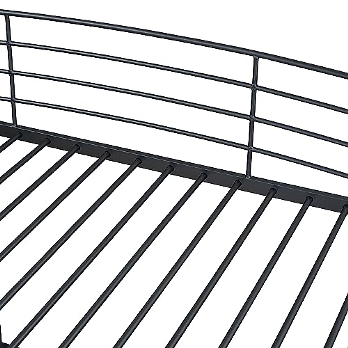 ALYSAHOME Twin Size Loft Bed with 4 Layers of Shelves and L-Shaped Desk, Stylish Metal Frame Bed with a Set of Sockets, USB Ports and Wireless Charging, Black