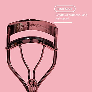 JAPONESQUE Extreme Lash Curler - Scissor Comfort Handle, Deep Curl, Keeps Lashes Curled for 8 Hours, High Arch Design, for Natural or False Lashes, Includes 1 Refill Pad (Gunmetal)