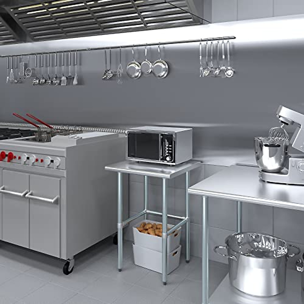 24" x 24" Open Base Stainless Steel Work Table | Residential & Commercial | Food Prep | Heavy Duty Utility Work Station | NSF