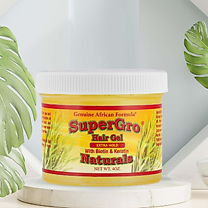 SuperGro Hair Gel with Extra Hold - For Breading, Locking, Twisting, Retwisting, Styling - Natural Hair Gel for Nourishing, Shining for Silky, Wavy, Curly, Coily, Frizzy Hair - Hair Care Gel 4 oz