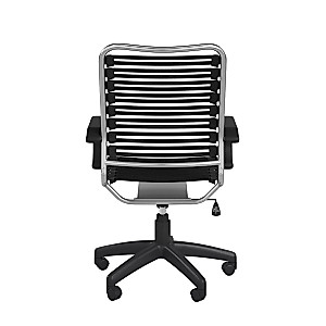 Euro Style Black Bungie/Aluminum Allison Rolling Office Chair - Modern High Back Adjustable Desk Chair with Wheels/Armrests for Work, Study, Gaming