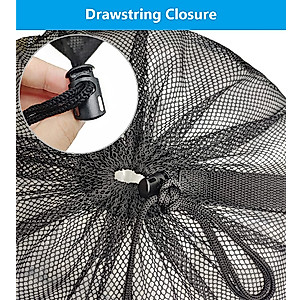 Large Mesh Laundry Bag with Straps and Zipper Pockets, Heavy Duty Mesh Drawstring Bag Foldable, Factories, College, Dorm, Travel and Apartment (24" x 36" | Black)