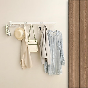 JOOM Clothes Drying Rack Wall Mounted,Folding Clothes Drying Rack,Retractable,Collapsible(Tri-Fold,Upgrade Hook),Wall Mounted Drying Rack for Laundry Balcony Bathroom (White)