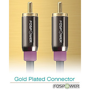 Subwoofer Cable (10 Feet), FosPower RCA to RCA Audio Stereo Cable, Male to Male - Dual Shielded Cord | 24K Gold Plated Connector | Corrosion Resistant | Clean Sounding Signal