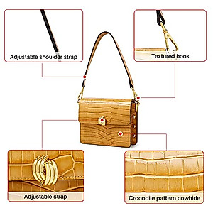 FOXLOVER Small Crossbody Bags for Women Genuine Leather Shoulder Bag Purse with 2 Shoulder Straps Handbag Fashion Caual Handle Bag