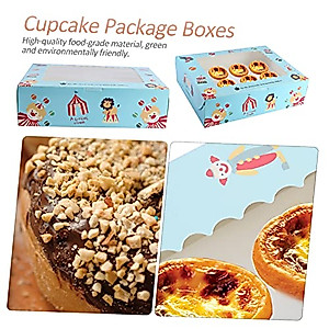 OKUMEYR 6pcs 12 Boxes Cake Box Mini Muffins Disposable Cake Stand Mini Cake Containers Cupcake Carrier Box Moon Cake Box Clear Dome Box Food Grade Cardboard Cupcake Packing Boxes Cake Roll