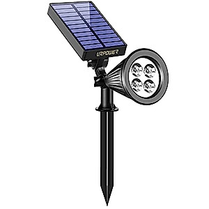 URPOWER Solar Lights, 2-in-1 Solar Powered 4 LED Solar Spotlight Adjustable Wall Light Landscape Light Security Lighting Dark Sensing Auto On/Off for Patio Deck Yard Garden Driveway Pool Area(1 Pack)