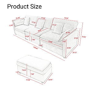 ChicFurnit Couch, L-Shaped Sectional Sofa, Luxury Chenille Fabric Sofa Couch with Foam Cushions, Comfy Upholstered Modular Sofa with Ottoman for Living Room, Apartment & Office, Green