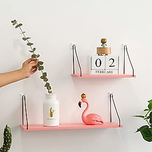 ZoTuoART Nordic Wooden Wall Shelf Storage Racks Shelves Drawers Partition Living Room Simplified Stacks Wall Hanging Pure Wood Floating Shelves Pink 16inch(40cm)-M