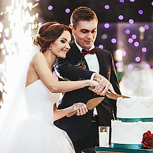 Norme Rustic Wedding Cake Cutting Set, Wooden Cake Knife and Server Set, Wood Cake Cutter and Pie Server Spatula with Drawstring Bag for Baby Shower Bridal Anniversary Birthday Gift