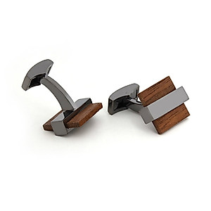 Mr.Van Natural Wood Cufflinks Men's Handcrafted Square Wood Cuff links Set Classic Wedding Business Gift for men
