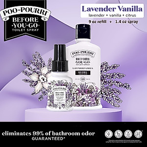 Poo-Pourri Lavender Vanilla 9-Ounce Refill Bottle and 1.4-Ounce Refillable Bottle Lavender Vanilla