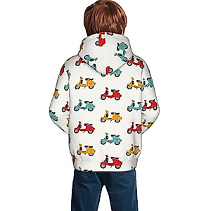 Retro Vespa Boy Hooded Sweatshirts 3d Print Pullove Hoodies For Teen Youth