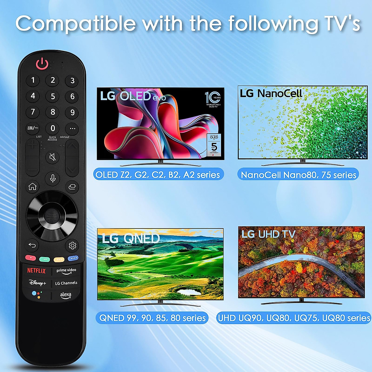 Replacement Magic LG Remote Control for Smart TV,LG Smart TV Remote with Voice and Pointer Function,Compatible for 2022-2018 LG Smart TVs,OLED,QNED,NANOCell,4K,8K etc.