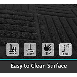 2 Pack Door Mats Outdoor Indoor Entrance 30x18 Heavy Duty Easy Clean Welcome Mat Patio Waterproof, Non-Slip Exterior Rubber Doormat for Outside Entry Home, Front Door Matts, Entryway Floor Rug, Black