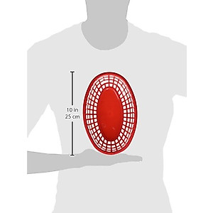 TableCraft H1074R6 6-Piece Classic Oval Plastic Baskets, Red