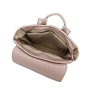 Kah&Kee Feaux Leather Backpack Purse for Women Casual Travel Daypack with Laptop Compartment 13 Inch (Tan Pink)