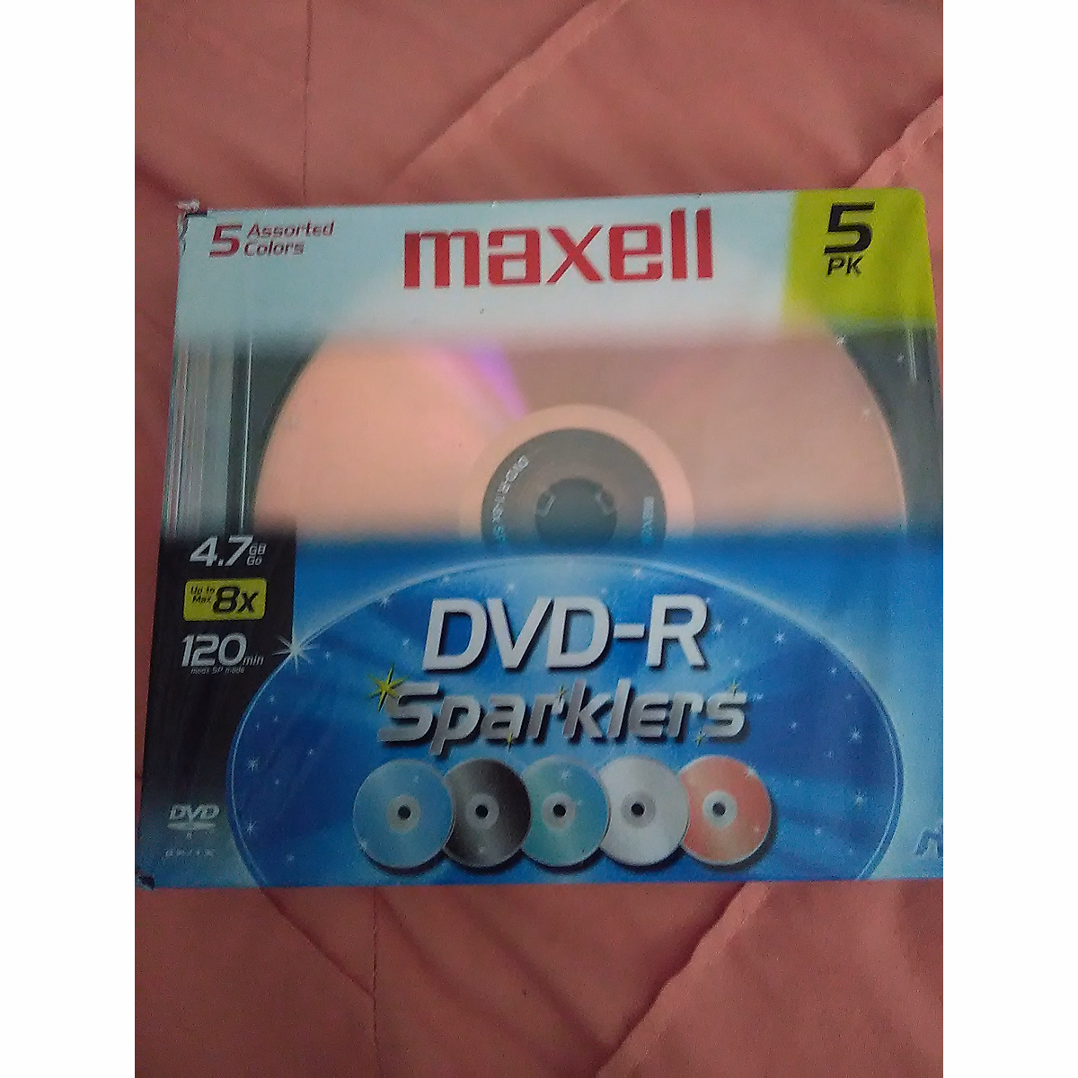 Maxell DVD-R Sparklers 5 Assorted Colors 4.7GB 8X 120min