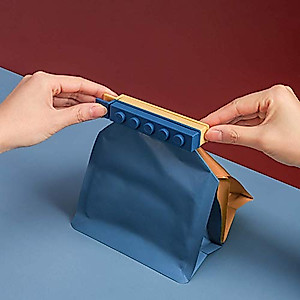 Bag Clips For Food Packages - Sealing Clips For Snack Bags | Kitchen Clips For Open Cookie Bags | Designed as a Set of 8 Cute Stackable Bricks | Multicolor Sealers