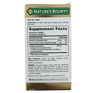 Nature's Bounty Cranberry Dietary Supplement 60 Soft Gels (Pack of 3)