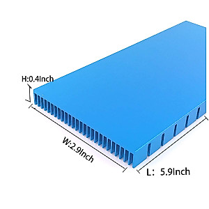 Aluminum Heat Sink 150mm x 74mm x10mm/ 5.9 x 2.91 x 0.39 inch Blue Heatsinks Module Cooler Fin Heat Board Cooling for Amplifier Transistor Semiconductor Devices Blue Tone