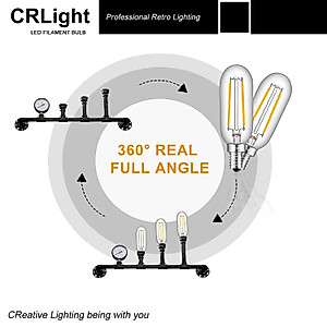 CRLight LED Candelabra Bulb 25W Equivalent 250 LM, 3000K Soft White 2W LED Chandelier Light Bulbs, E12 Vintage Edison T25(T8) Tiny Tubular Bulbs, Non-dimmable Version, 10 Pack