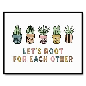 Let's Root For Each Other, Kids Bedroom Wall Art Decor, Children's Inspiration Quote, Plant Decor, Playroom Decor, Be Kind, Child Art, Boho Classroom Decor, Unframed (8X10 INCH)