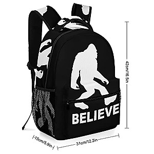 Bigfoot Sasquatch Believe Printed School Bag Cute Bookbags Funny Schoolbag Backpack For Teens