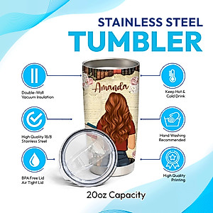 Hyturtle Personalized Book Tumbler Gifts For Girls Women - Birthday Christmas Gifts for Book Lovers Librarian Gifts - Book Lover Cup - Book Club Gifts - Custom Name 20oz Stainless Steel Tumbler Cup