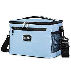 BEIMILY Insulated Lunch Bag 2 Pack Box for Women/Men,Small Soft Sided Cooler Hand bags,Leakproof Reusable Lunchbox,lunch box work with Adjustable Shoulder Strap (blue+Sky blue),2305AC