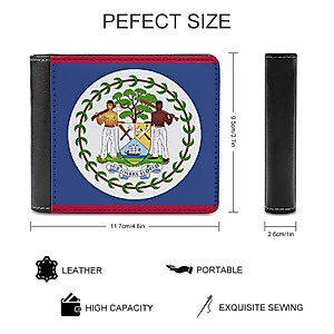 Mens Short Wallet Belize Flag Bifold Leather Wallets Purse Minimalist Card Holders Coin Purses