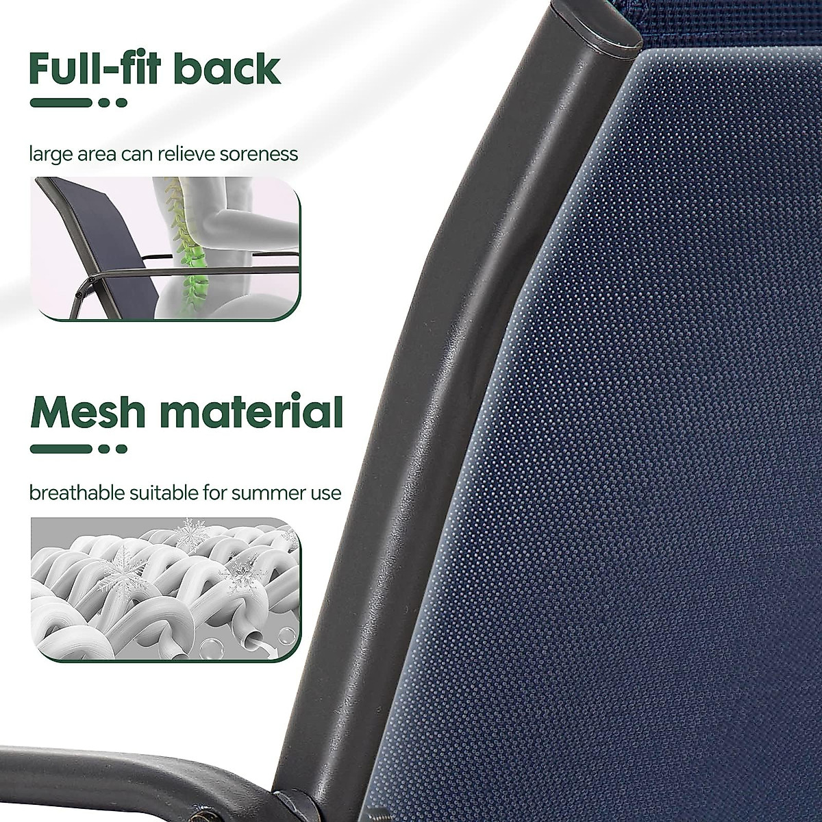 PAIQIAN 4 Piece Patio Outdoor Furniture Set with Strong Powder Coated Metal Frame One Love Seat, Two Single Chairs and one Table for Porch, Balcony, Backyad, Patio Conversation Set (Navy Blue)