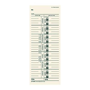 TOPS Time Cards, Weekly, 1-Sided, 3-1/2" x 9", Manila, Green Print, 500-Count (1259)