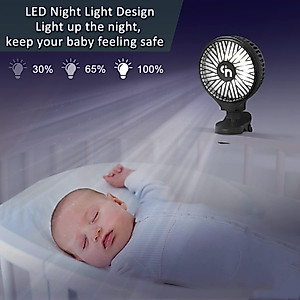 WayToLight Stroller Fan with LED Light 5200mAh Clip On Fan Handheld Portable Personal Fan Rechargeable Battery Operated Car Seat Fan for Baby Small USB Mini Desk Fan for Stroller Crib Car Rides