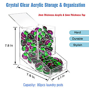 Gnjoyxuan Laundry Pods Container, Acrylic Candy Dispenser with 2 Lid, Dishwasher Pod Holder, Laundry Organization for Laundry Room, Home, kitchen, Office Used- Stand or Wall Mount