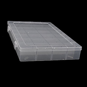 FENICAL Clearn Plastic Jewelry Organizer Box 28-Grid Storage Container Case with Removable Dividers