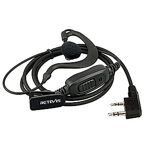 Retevis Case of 10, Two Way Radio Earpiece with Mic Single Wire Earhook Headset Compatible with Baofeng BF-888S UV-5R H-777 RT22 Arcshell AR-5 Walkie Talkies