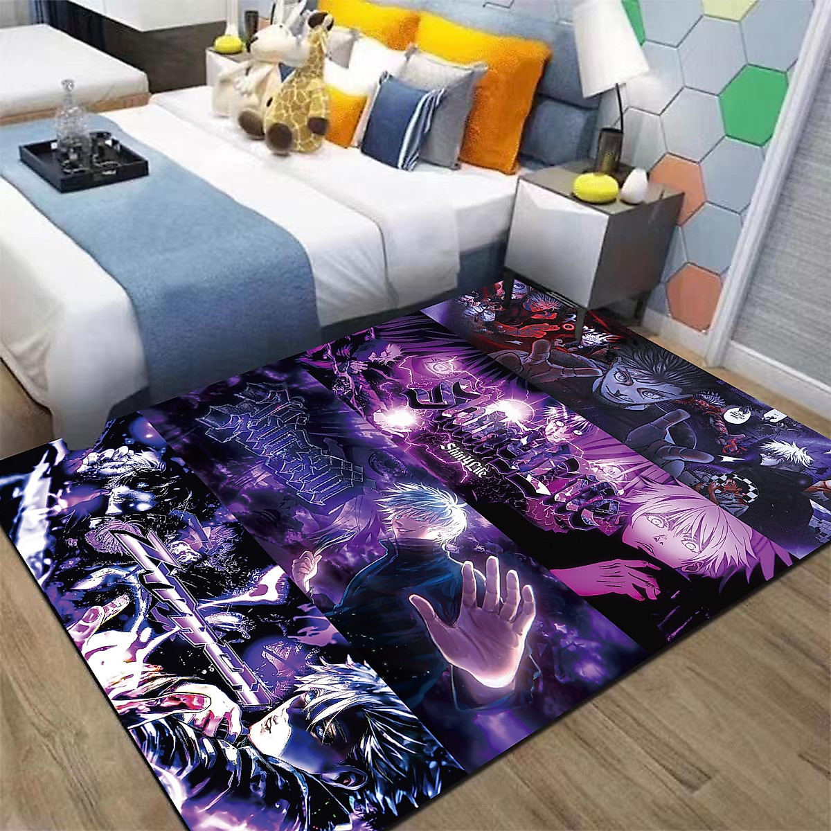 Anime Rug Anime Carpet Boys' Room Decoration Game Children's Carpet Bedroom Aesthetic Soft Carpet Decorative Carpet (60 * 40in) (Jujutsu 1)
