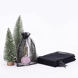 100PCS Premium Sheer Organza Bags, Black Wedding Favor Bags with Drawstring, 4x6 inches Jewelry Gift Bags for Party, Jewelry, Festival, Makeup Organza Favor Bags,net gift bags,drawstring goody bags