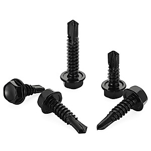 #8 x 3/4" Hex Washer Head Self Drilling Screws Black Finish, 410 Stainless Steel, 100 PCS