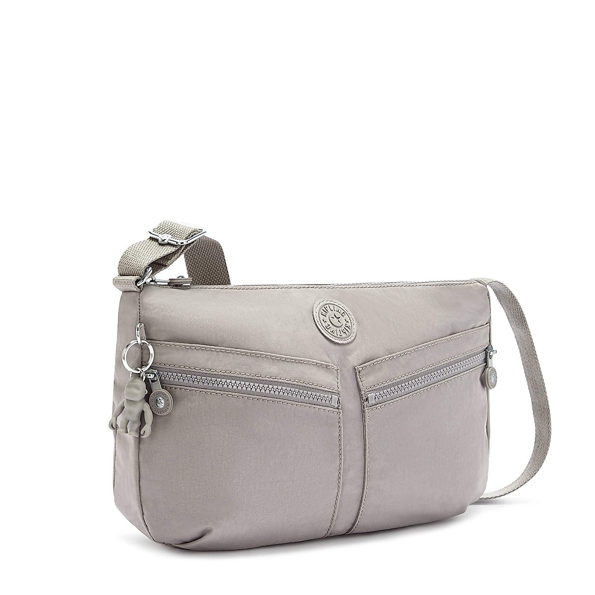 Kipling Womens Izellah Bag, Super Light Everyday Purse, Nylon Shoulder Crossbody Bag, Grey Gris, 12.25 L X 9.25 H X 5 D US