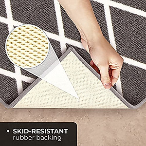 House, Home and More Skid-Resistant Carpet Indoor Area Rug Floor Mat – Diamond Trellis Lattice – Misty Gray & Linen White – 2 Feet X 3 Feet