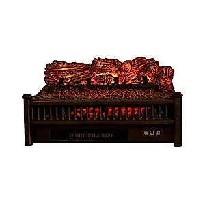 LOKATSE HOME 23" Electric Fireplace Insert Log, Remote Control Heater with Realistic Ember Bed, Black